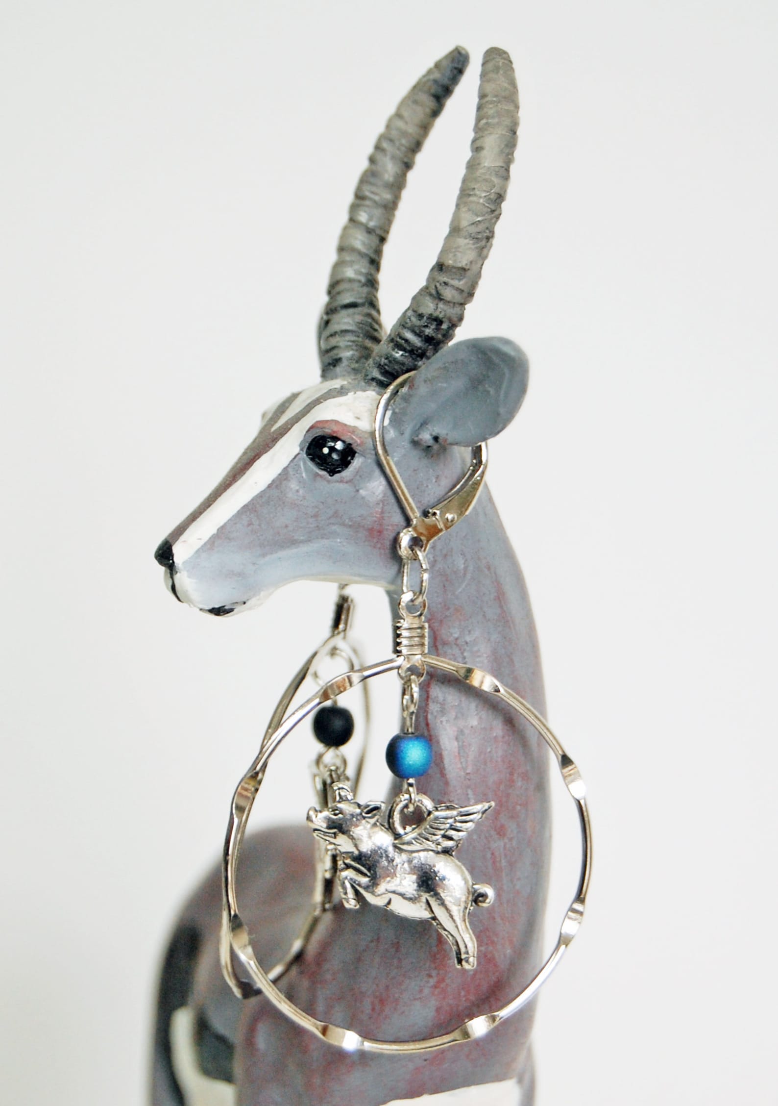 Pigs Flying Through Hoops Earrings With Bead Color Choice, Flying Pig ...