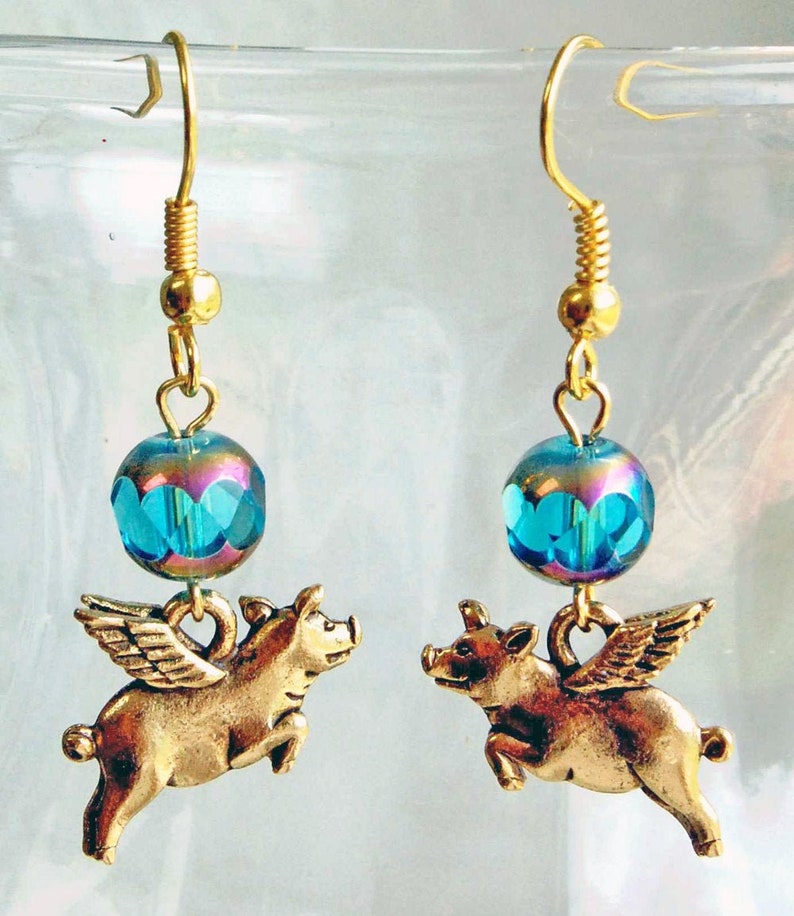 When Golden Pigs Fly Colorful Crystal Earrings - Choose Your Color ...