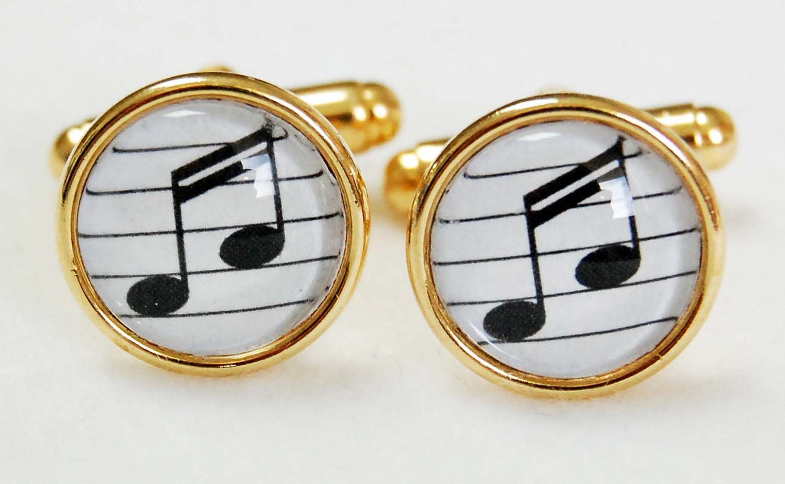 Gold Plated Music Note Cufflink Pair, Sixteenth Note Music Cuff Links ...