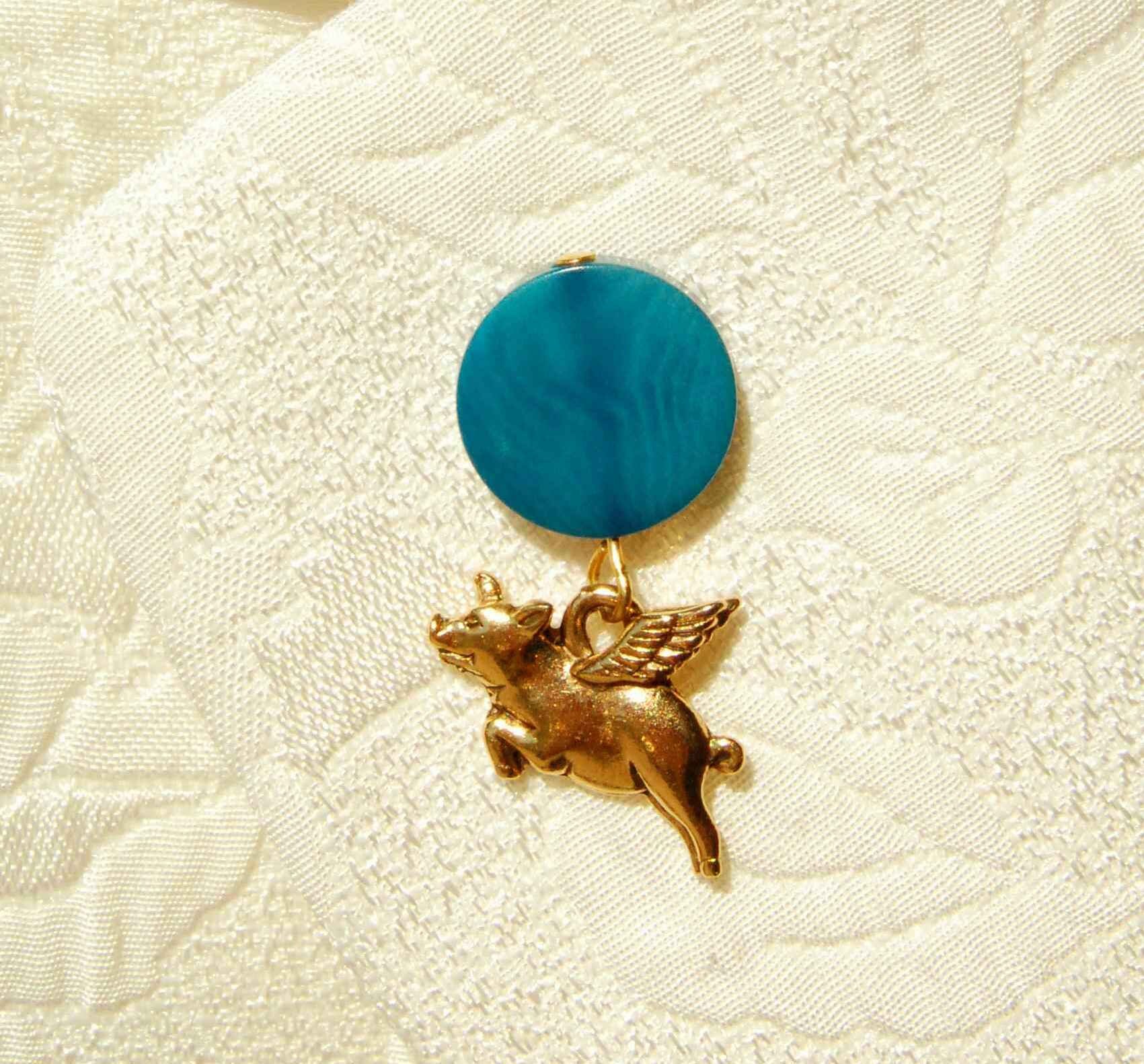 Flying Pig Tie Tack, Pig With Wings Lapel Pin, Your Choice Brown, Cream ...