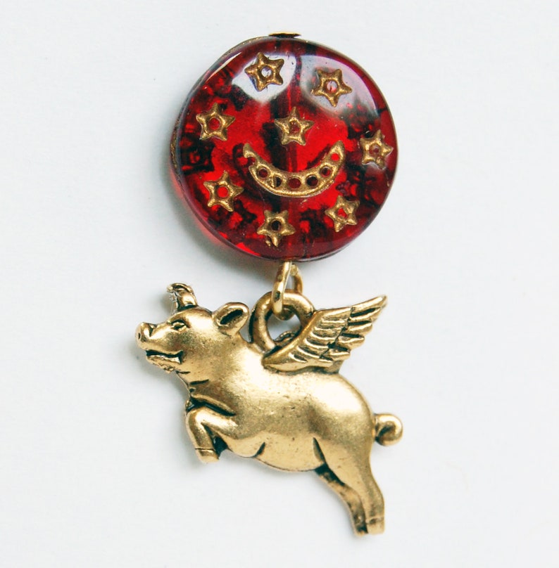Celestial Flying Pig Pins Your Choice, Pig Flys Under the Moon and ...