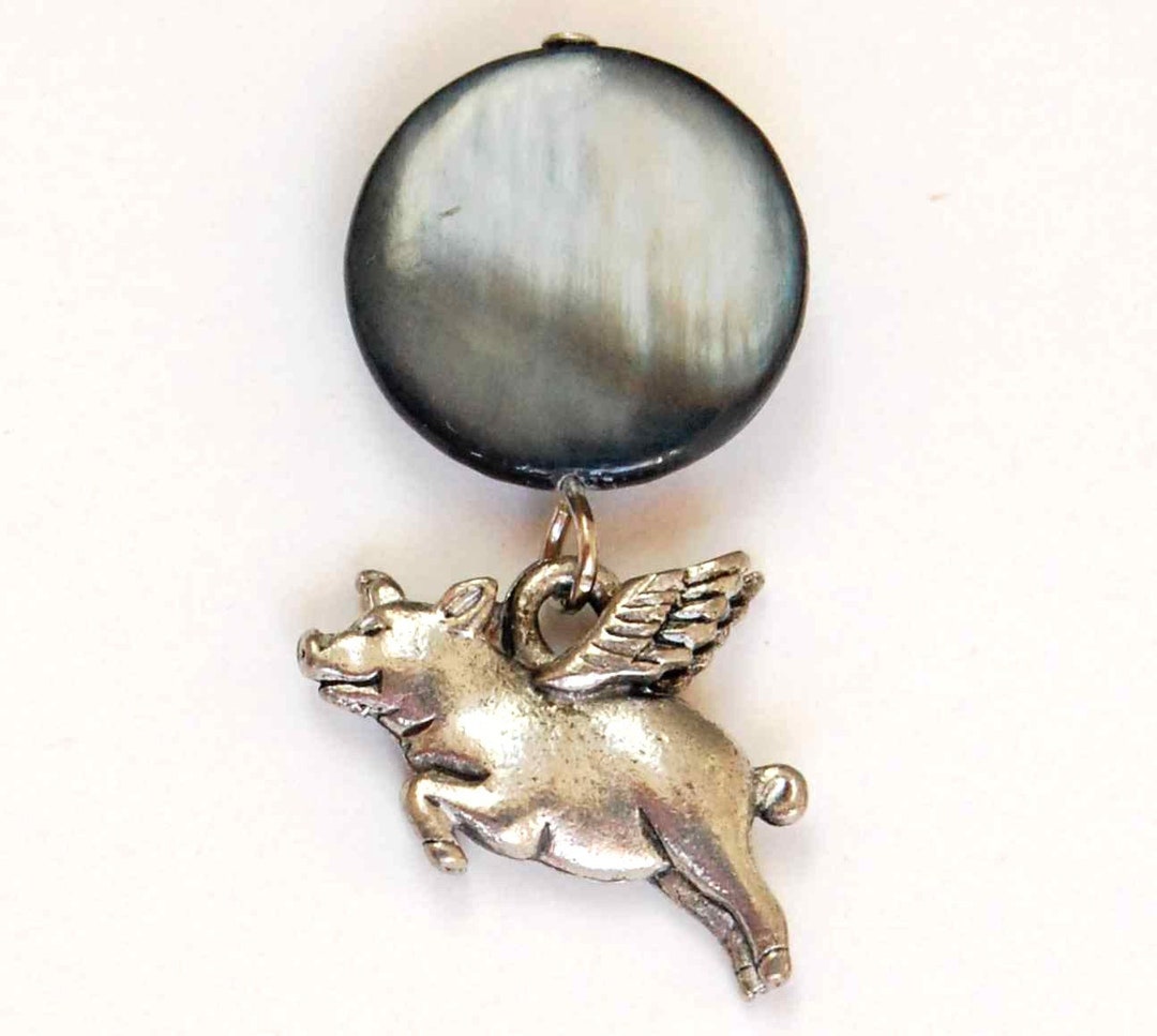 Flying Pig Tie Tack - Blue OR Salmon, When Pigs Fly Lapel Pin ...