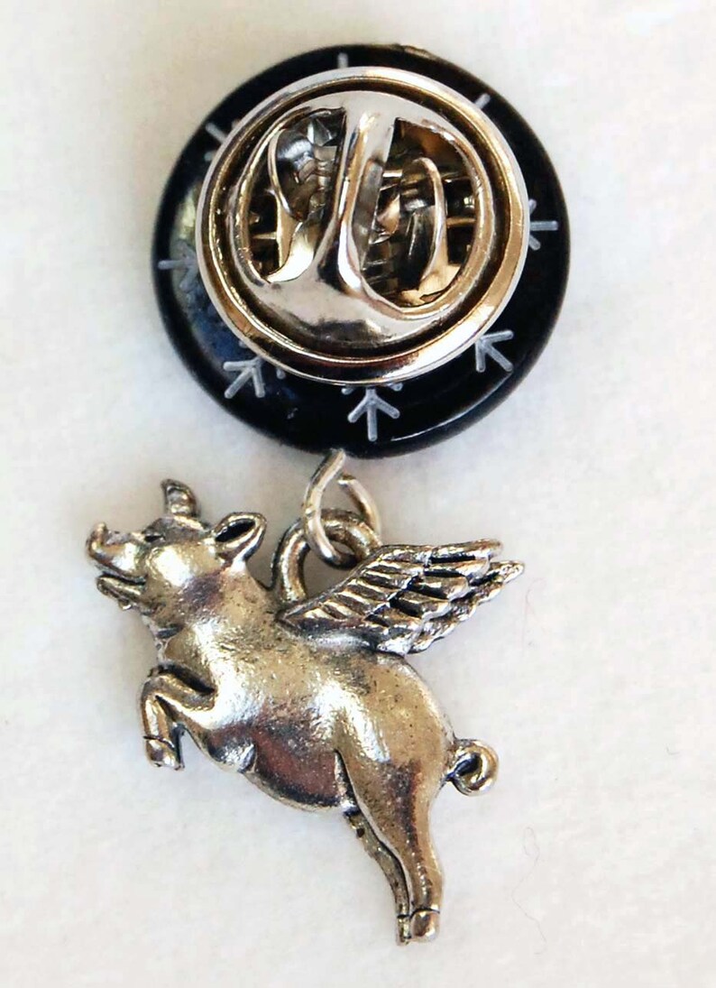 Flying Pig Snowflake Lapel Pin or Tie Tack, When Pigs Fly Tie Tack, Pig ...