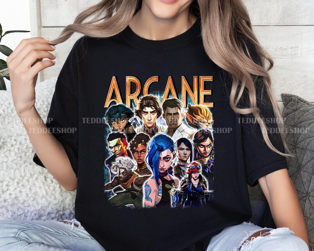 Arcane Characters Tee, Caitlyn Vi Jinx Viktor Arcane T-shirt, Vintage ...