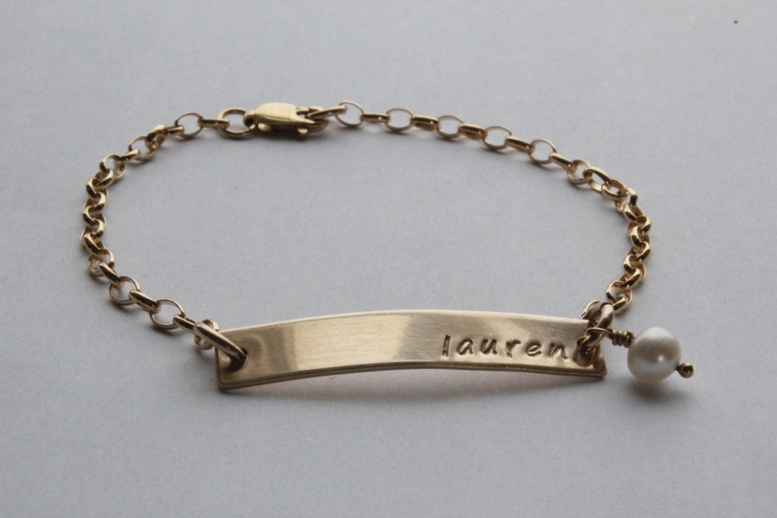 Gold Filled Name Plate Bracelet, Personalized Gold Bar Bracelet, New ...