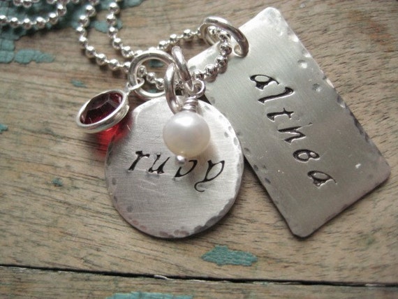 Personalized Sterling Silver Hand Stamped Hammered Tag and | Etsy