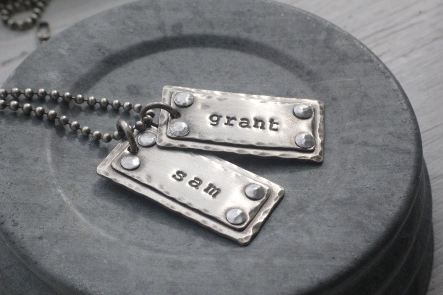 Personalized Dog Tags, Rustic Sterling Dog Tags, Daddy Necklace, Mommy ...