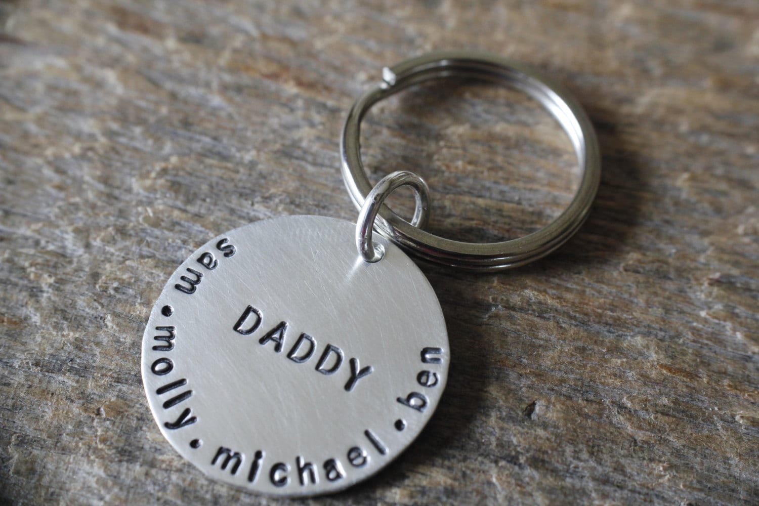 Personalized Key Chain Sterling Silver Hand Stamped Key - Etsy