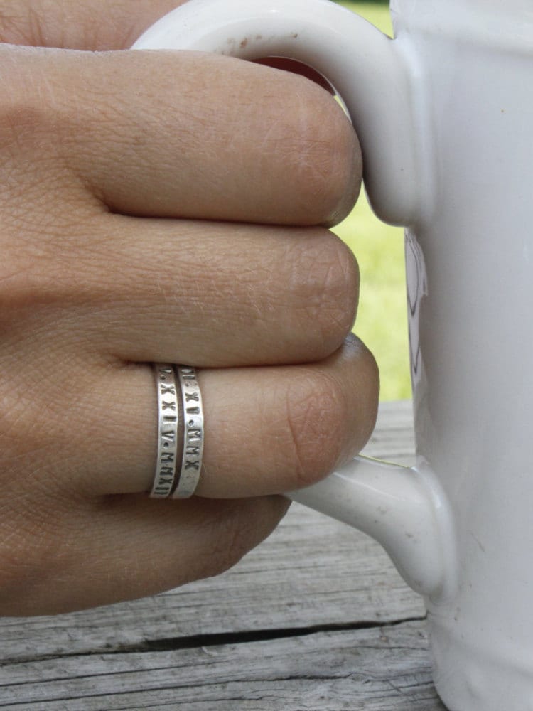 Personalized Rings Stacking Rings Modern Mom Jewelry Roman - Etsy