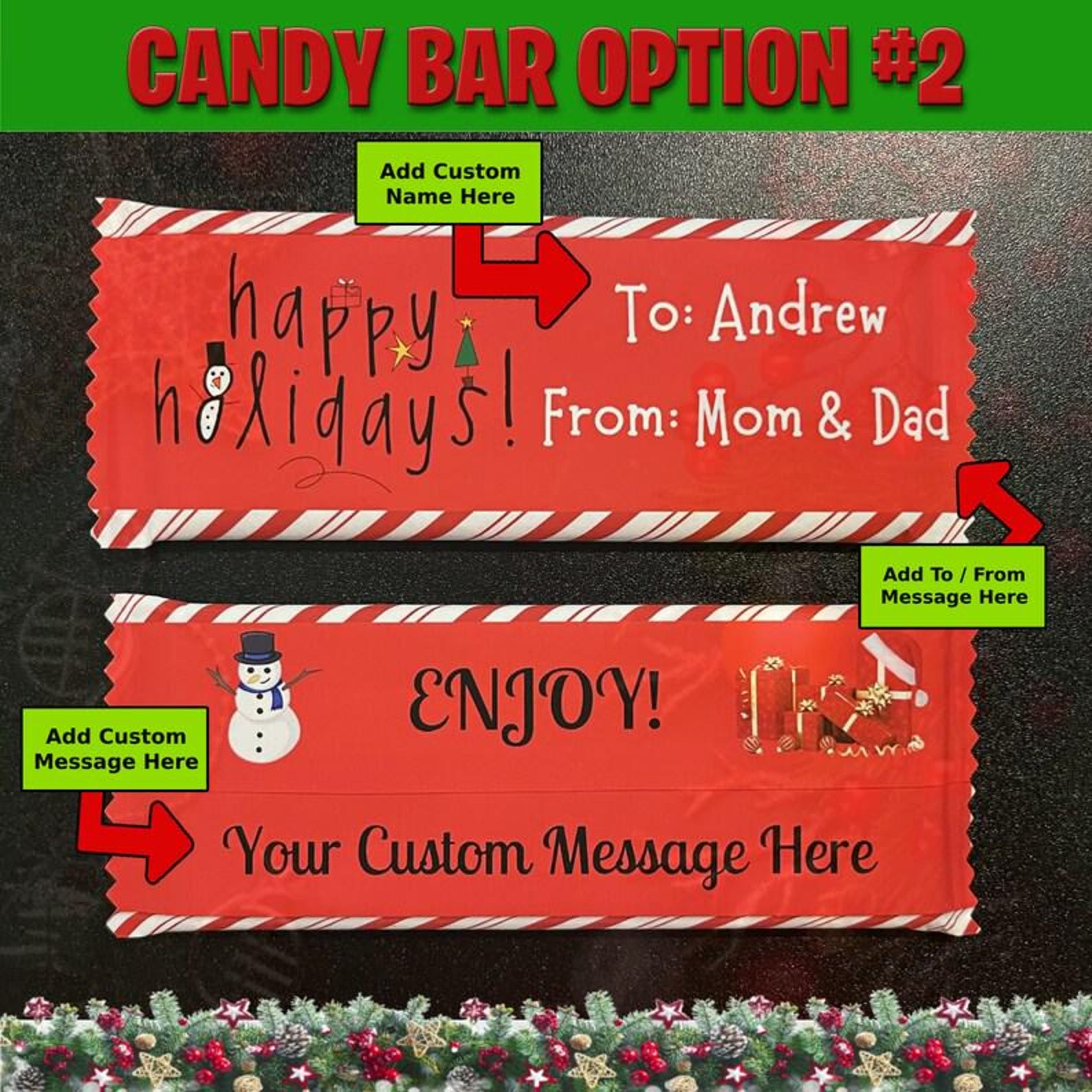 Christmas Candy Bar Wrappers Grinch Candy Bar Wrapper Personalized Elf ...