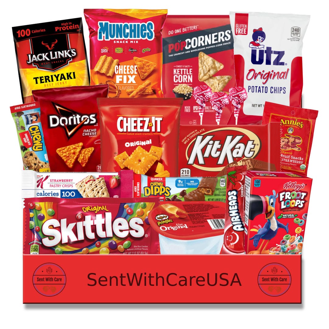 Red Snack Box & Red Gift Box - Red American Snack Box Basket | College ...