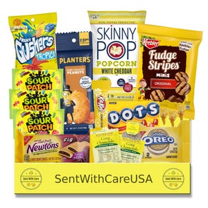 Yellow Snack Box W/ Yellow Snacks - Box of Sunshine Gift Basket ...
