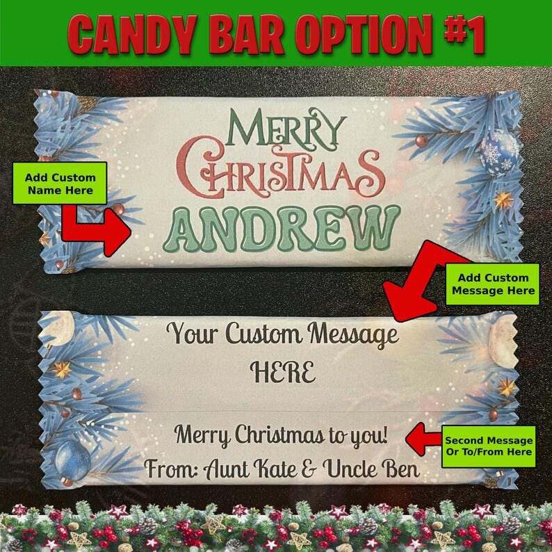 Christmas Candy Bar Wrappers - Grinch Candy Bar Wrapper | Personalized ...