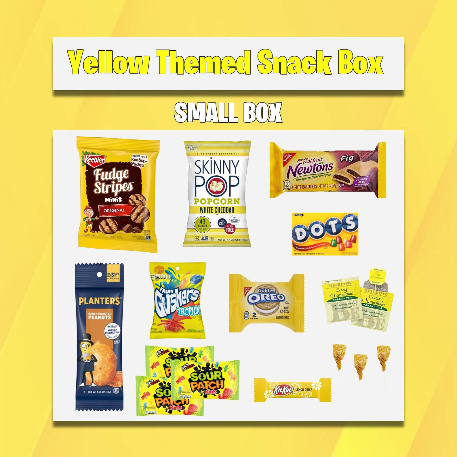 Yellow Snack Box W/ Yellow Snacks - Box of Sunshine Gift Basket ...