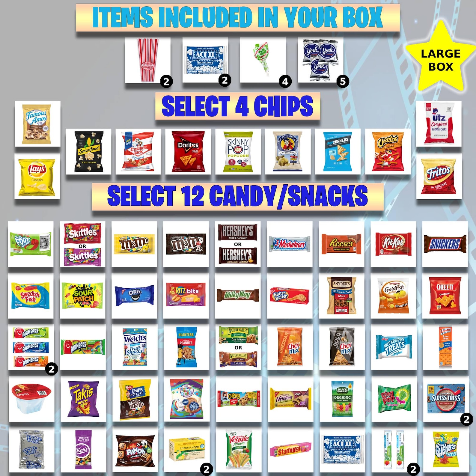 Custom Movie Night Box & Movie Gift Basket | Date Night Box Popcorn Box ...