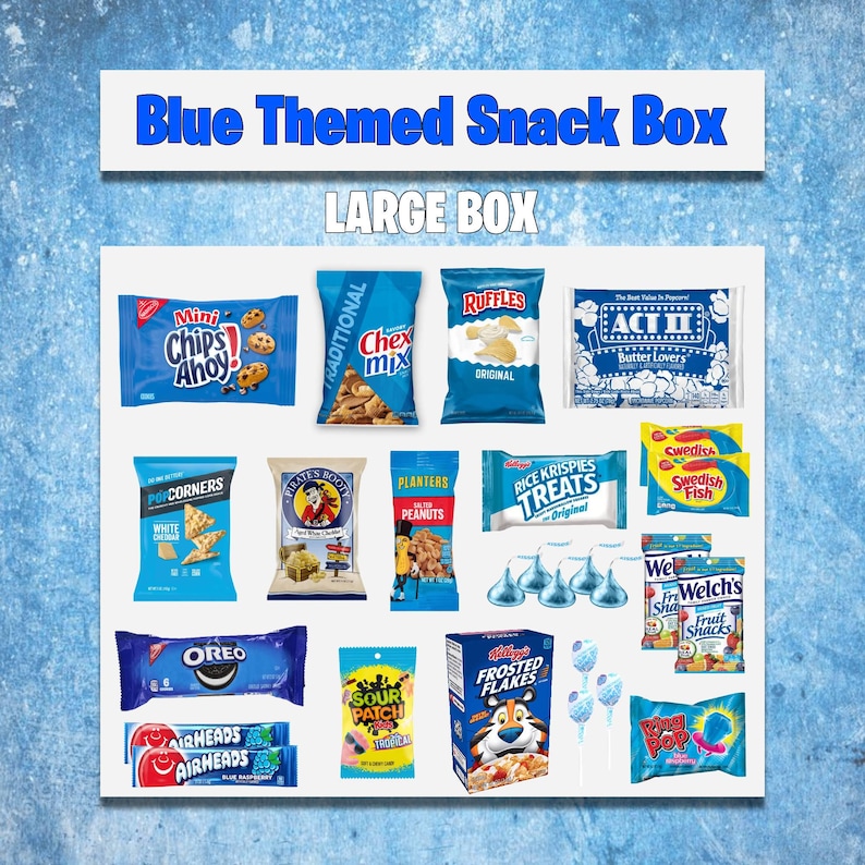 Blue Snack Box & Blue Gift Box - Out of the Blue Gift Basket Candy Box ...