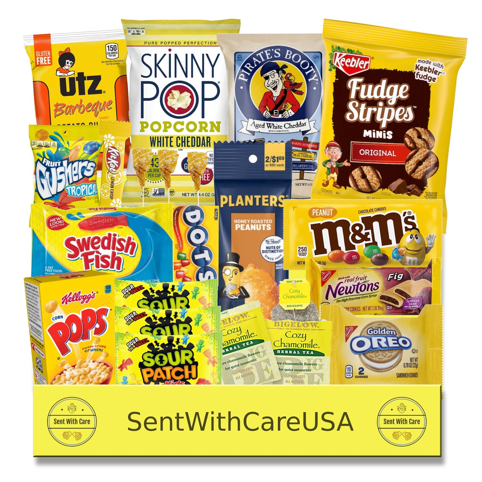 Yellow Snack Box W/ Yellow Snacks - Box of Sunshine Gift Basket ...