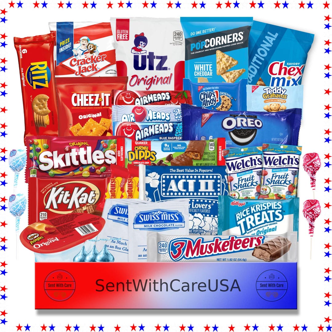 Military Care Package Red White and Blue American Snacks Snack Box ...