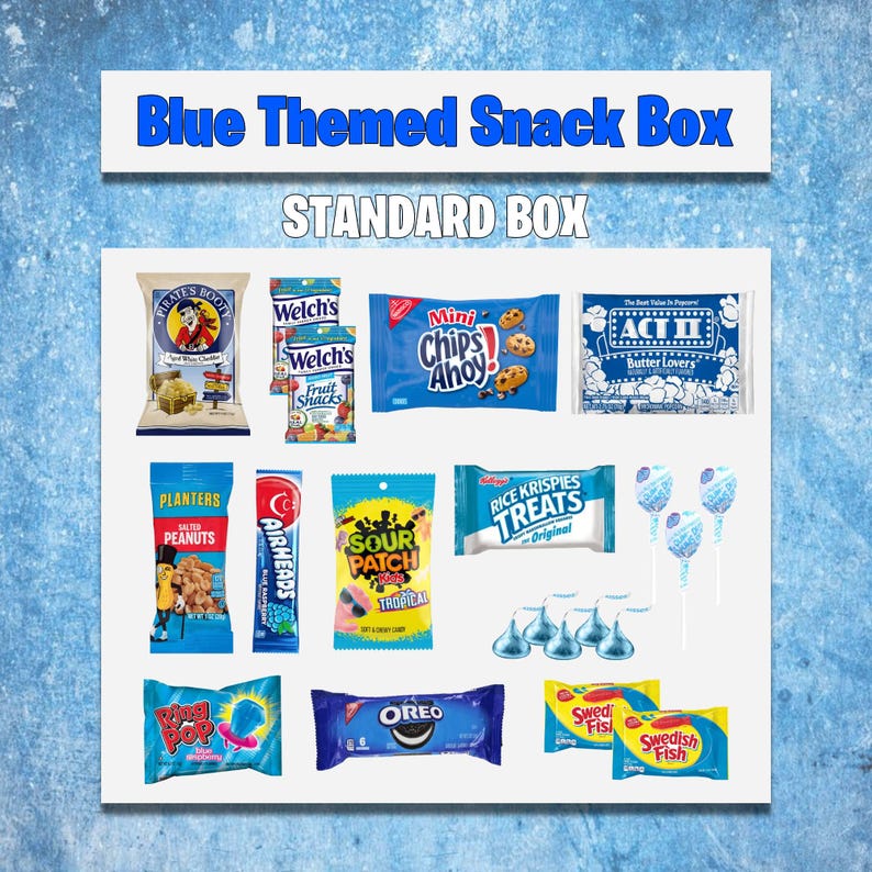 Blue Snack Box & Blue Gift Box - Out of the Blue Gift Basket Candy Box ...