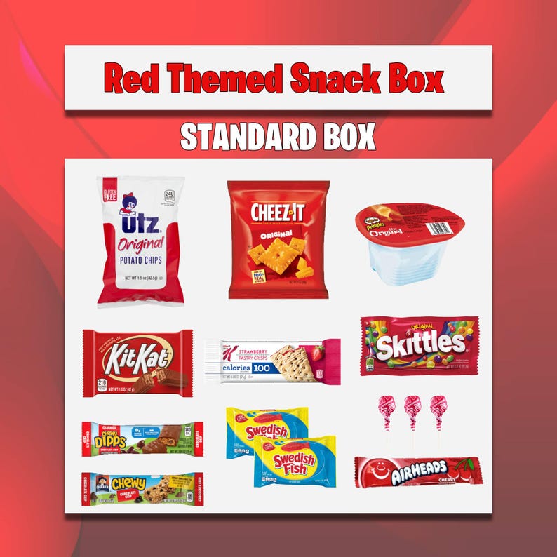 Red Snack Box & Red Gift Box - Red American Snack Box Basket | College ...