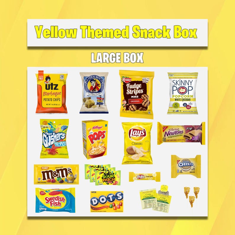 Yellow Snack Box W/ Yellow Snacks - Box of Sunshine Gift Basket ...