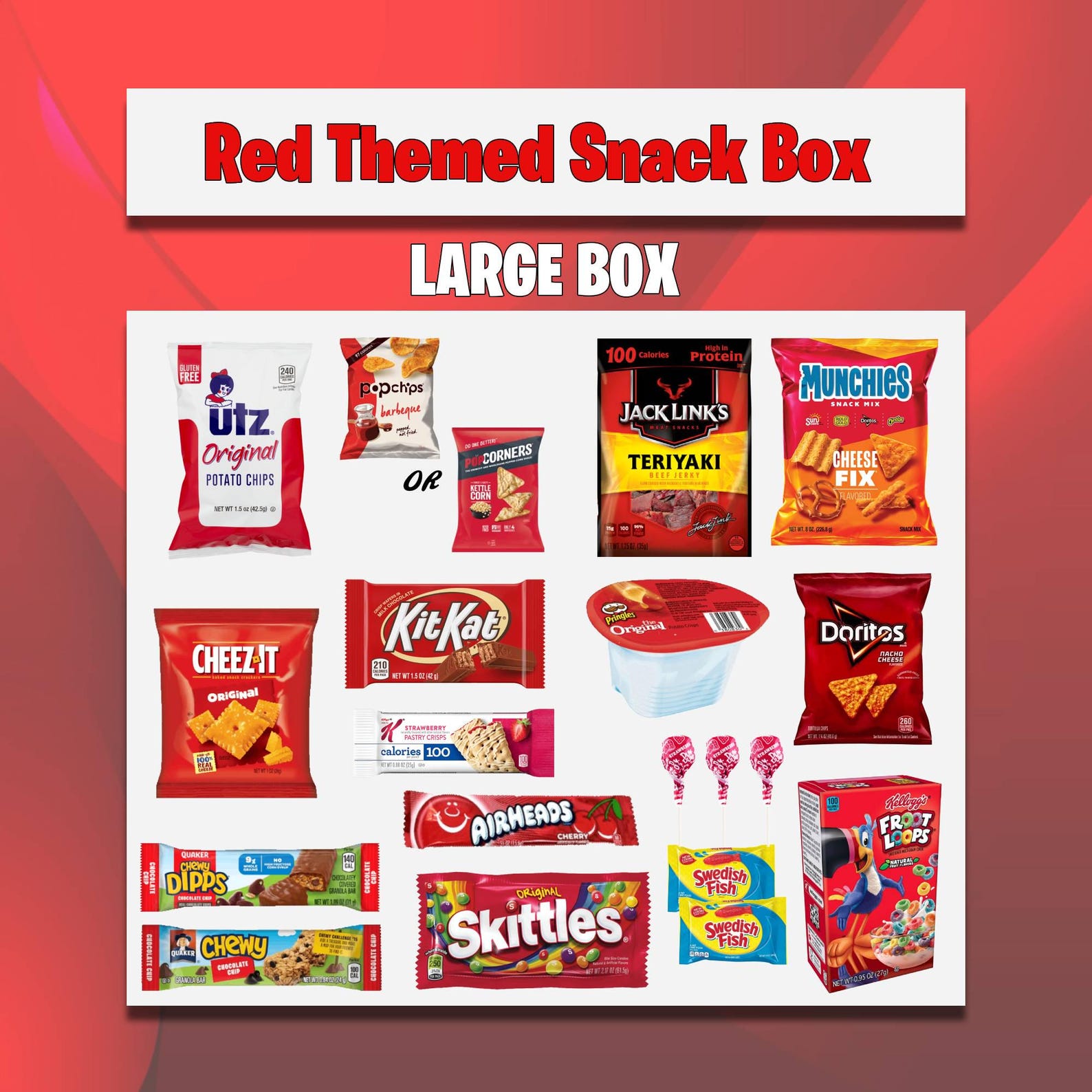 Red Snack Box & Red Gift Box - Red American Snack Box Basket | College ...
