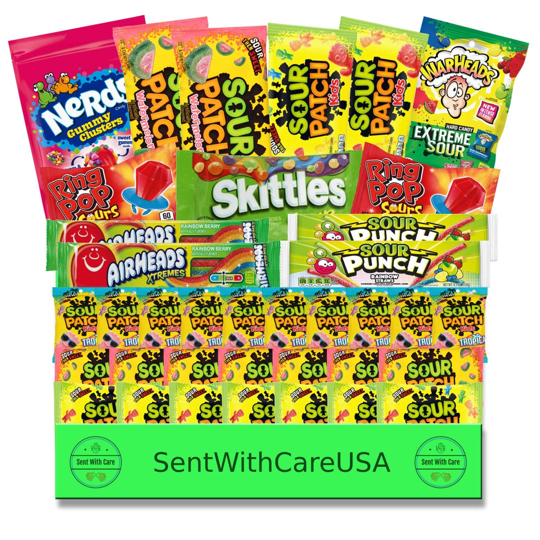 Sour Candy Box Sour Gummy Candy Variety Pack | Sour Snacks & College ...