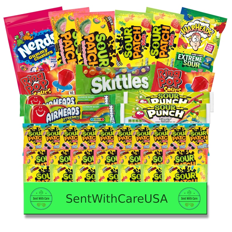 Sour Candy Box Sour Gummy Candy Variety Pack | Sour Snacks & College ...