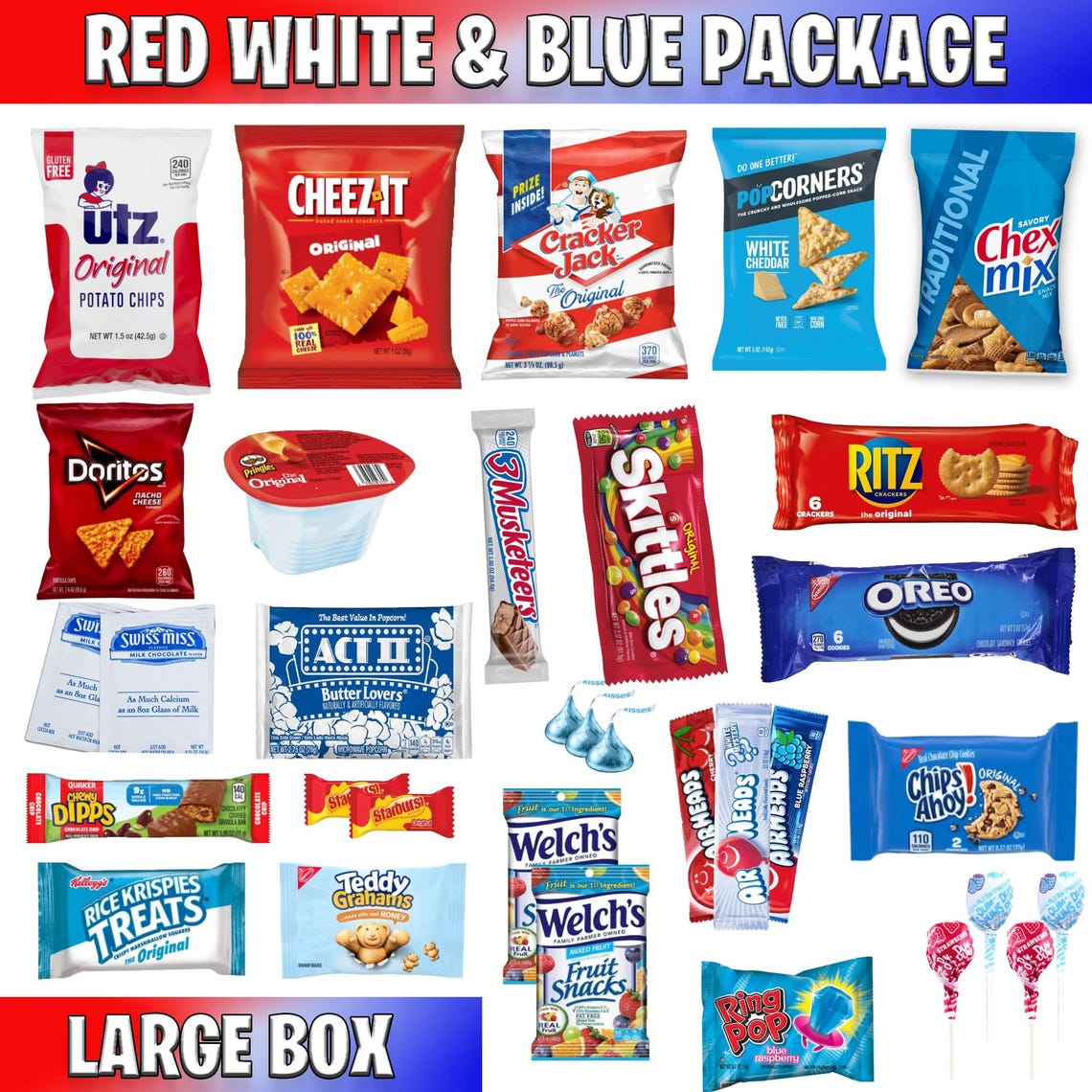 Military Care Package Red White and Blue American Snacks Snack Box ...