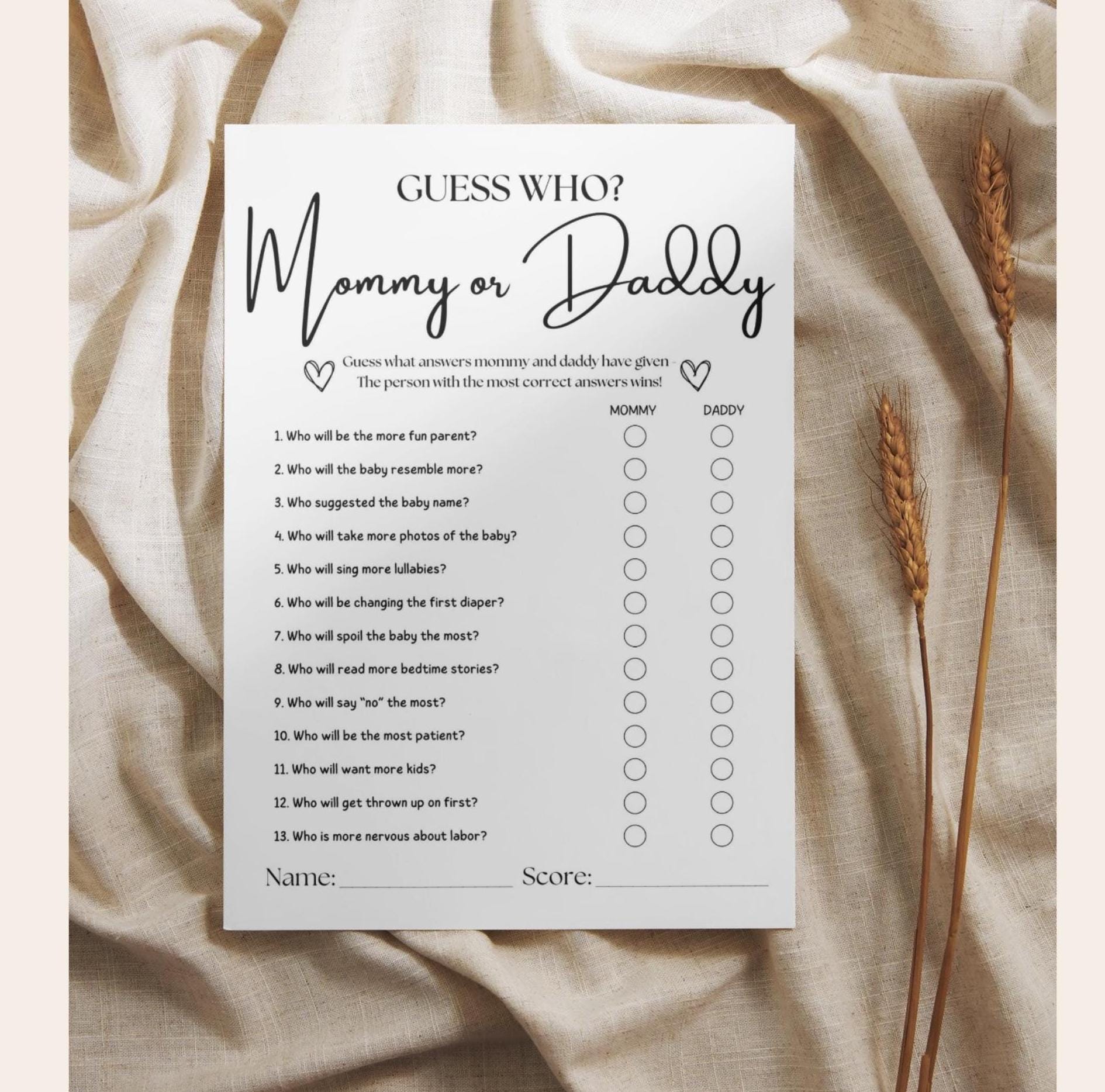 Mommy or Daddy Guess Who Baby Shower Game - Etsy