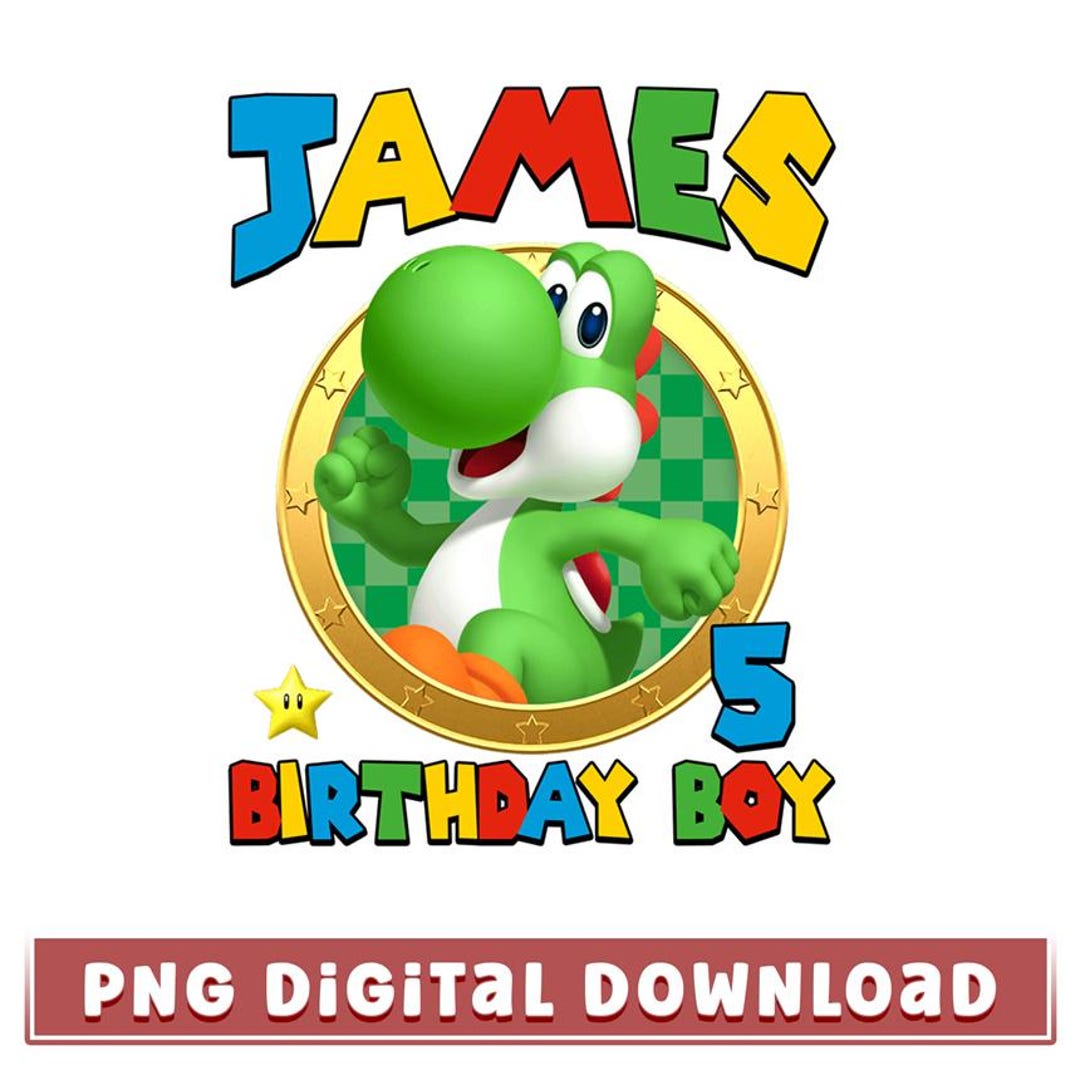Super Mario Yoshi Birthday PNG, Yoshi Birthday Png, Customized Mario ...