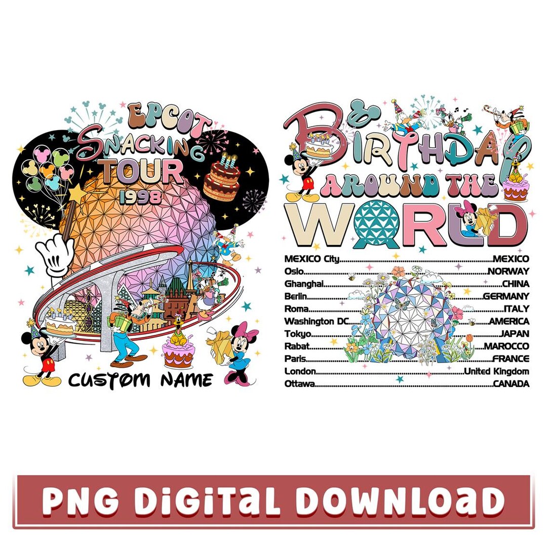 Disneyland Epcot Snacking Tour PNG, Birthday Around the World Png ...