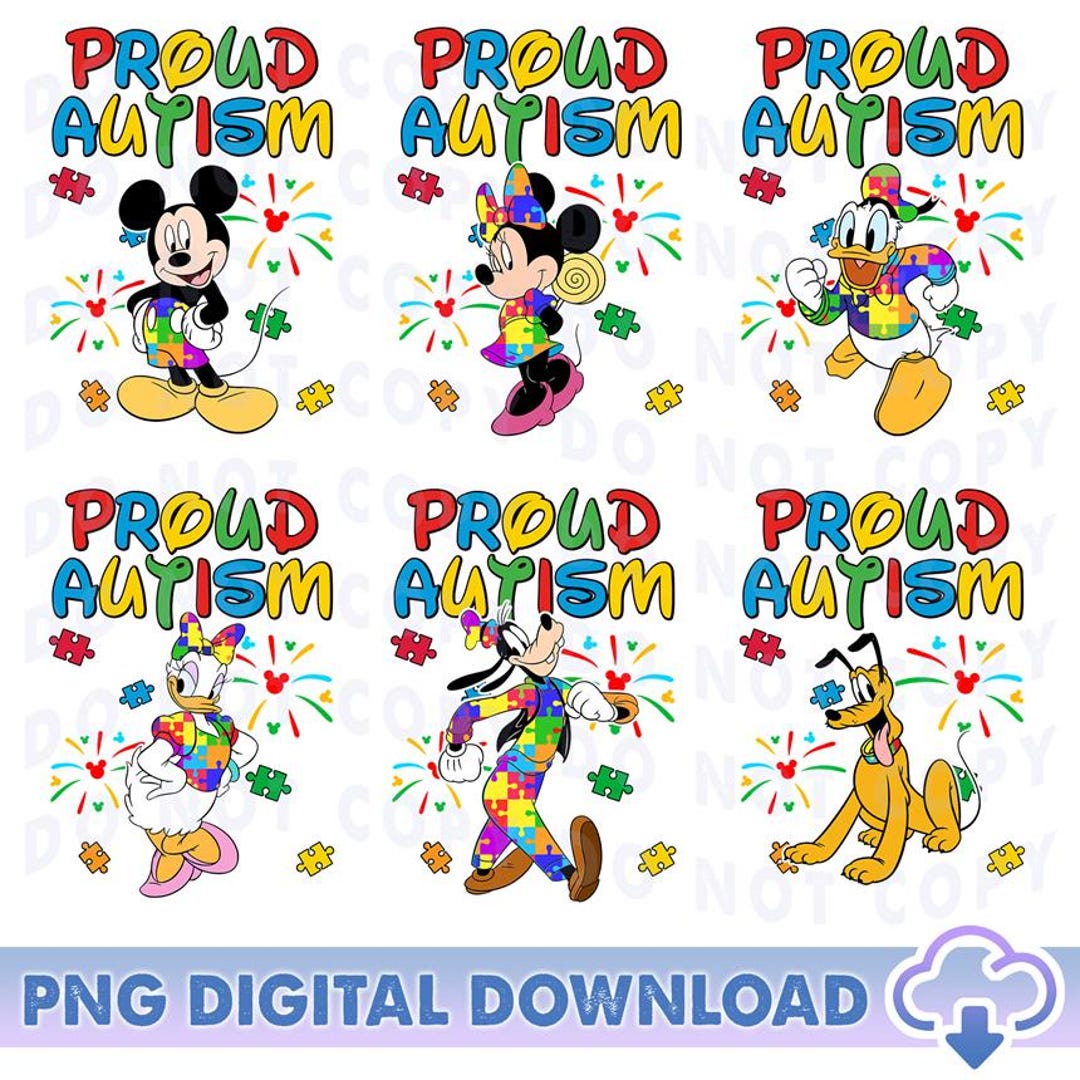 Autism Awareness Mickey and Friends PNG, Autism Awareness Png, Autism ...