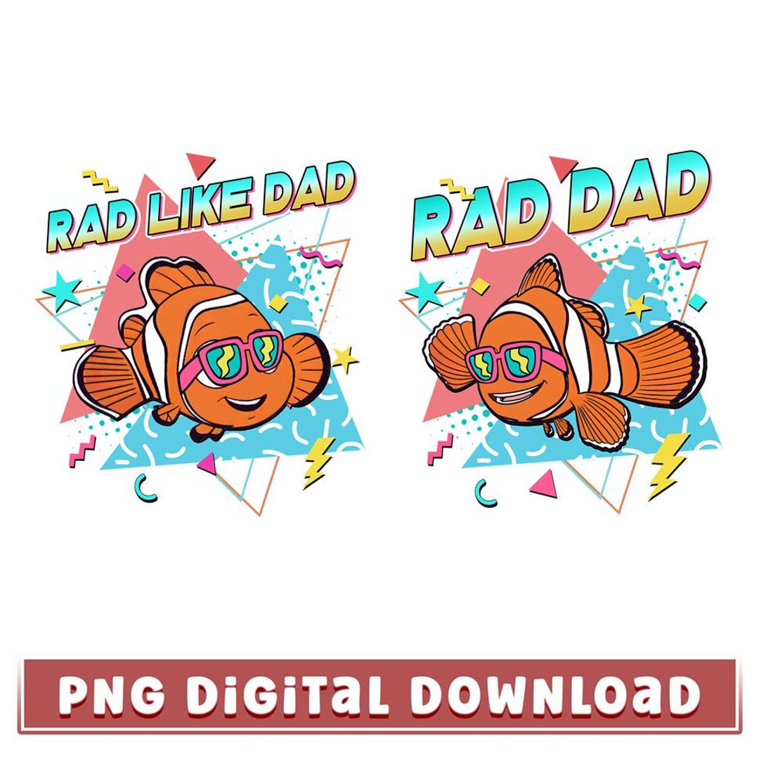 Nemo and Marlin Fathers Day PNG, Finding Nemo Png, Rad Dad Rad Like Dad ...