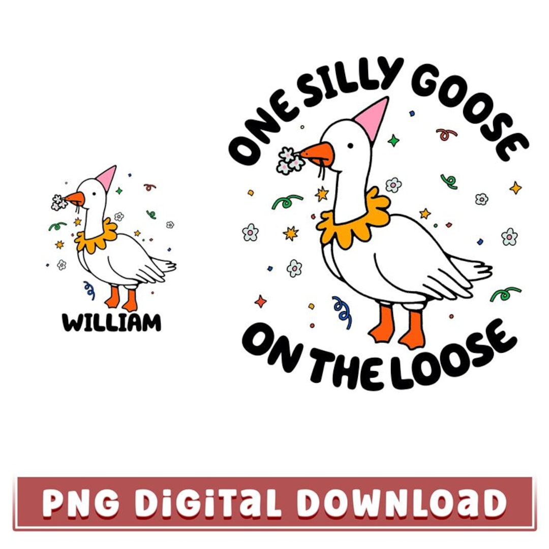 One Silly Goose on the Lose PNG, Custom Name Silly Goose Birthday Png ...