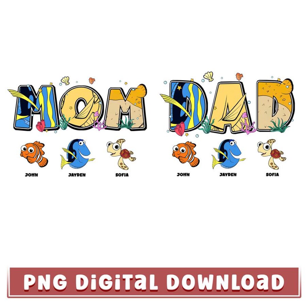 Personalized Disneyland Nemo Dad PNG, Finding Nemo Dad Png, Ndemo Mom ...