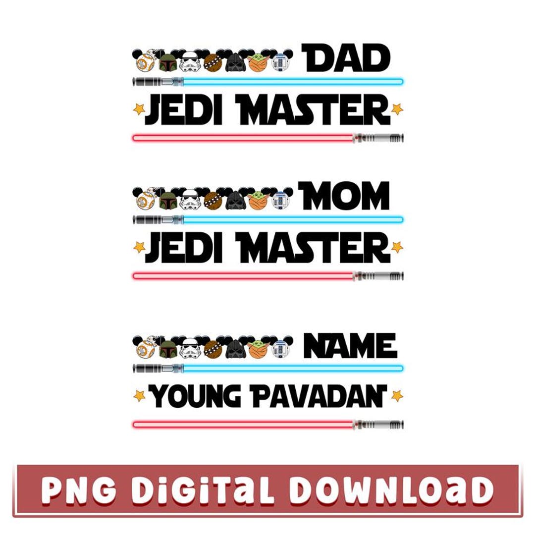 Jedi Master Young Pavadan PNG, Custom Starwars Family Matching Trip ...