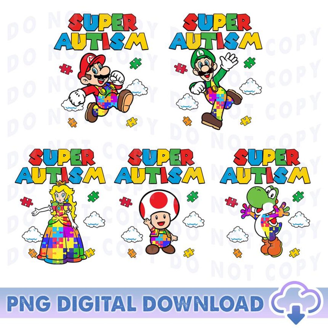 Autism Awareness Super Mario PNG, Autism Awareness Png, Autism Day Png ...