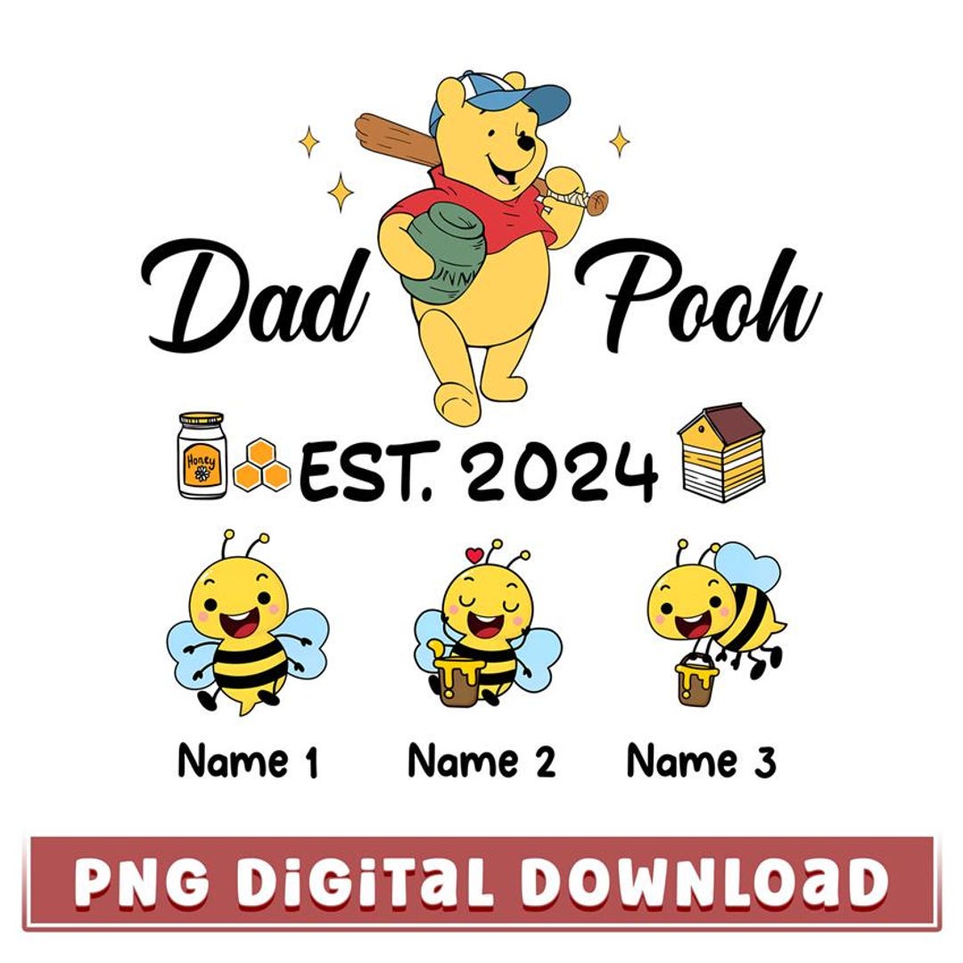 Personalized Pooh Dad Bear Father Day PNG, Disneyworld Papa Bear Png ...