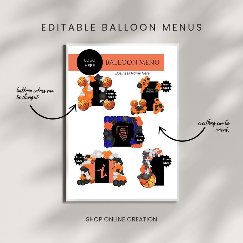 Editable Balloon Menu Template - Basketball Theme - Etsy
