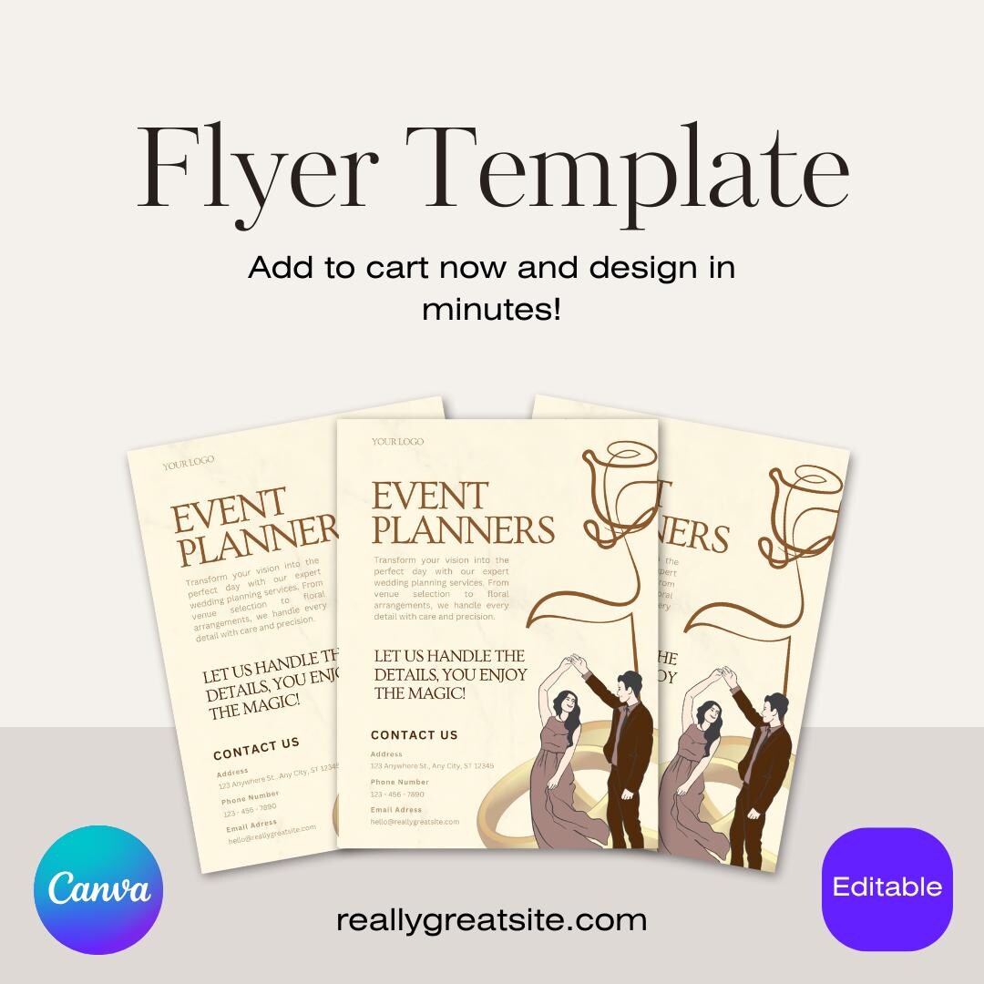 Elegant Event Planner Flyer Template | Canva Editable - Etsy