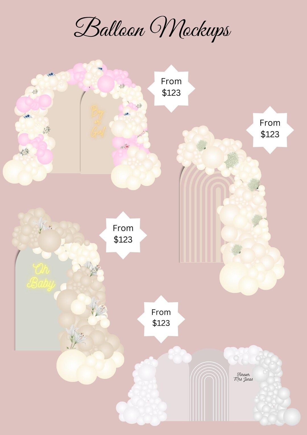 Editable Balloon Menu Template Customizable Party Decoration Pricing ...