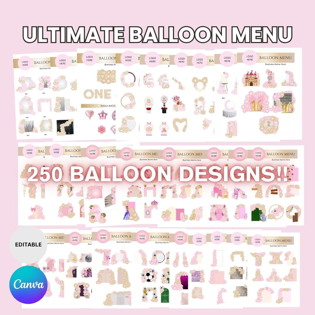 Editable Balloon Menu Template - 250 DESIGNS!! - Etsy