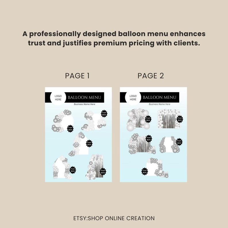 Editable Balloon Menu Template - Customizable Party Decoration Pricing ...