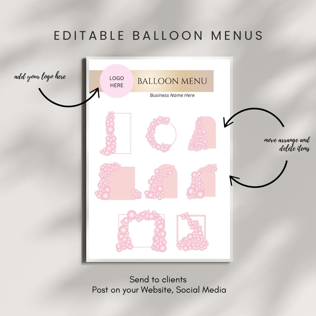 Editable Balloon Menu Template - 250 DESIGNS!! - Etsy