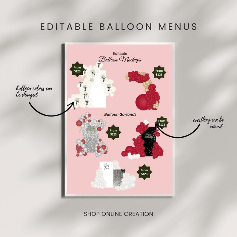 Editable Balloon Menu Template - Customizable Party Decoration Pricing ...