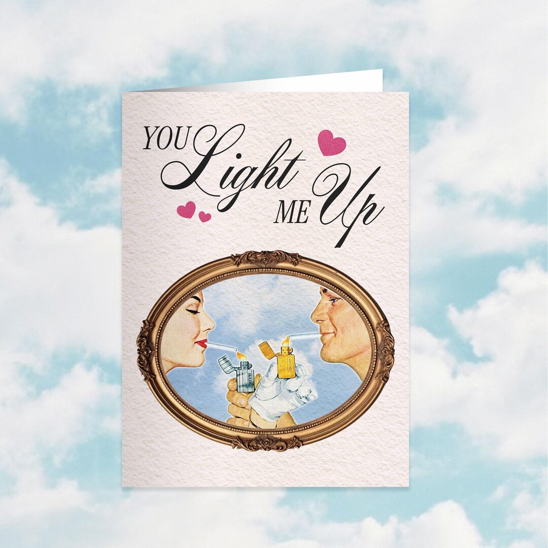 You Light Me up Vintage Collage Greeting Card - Etsy