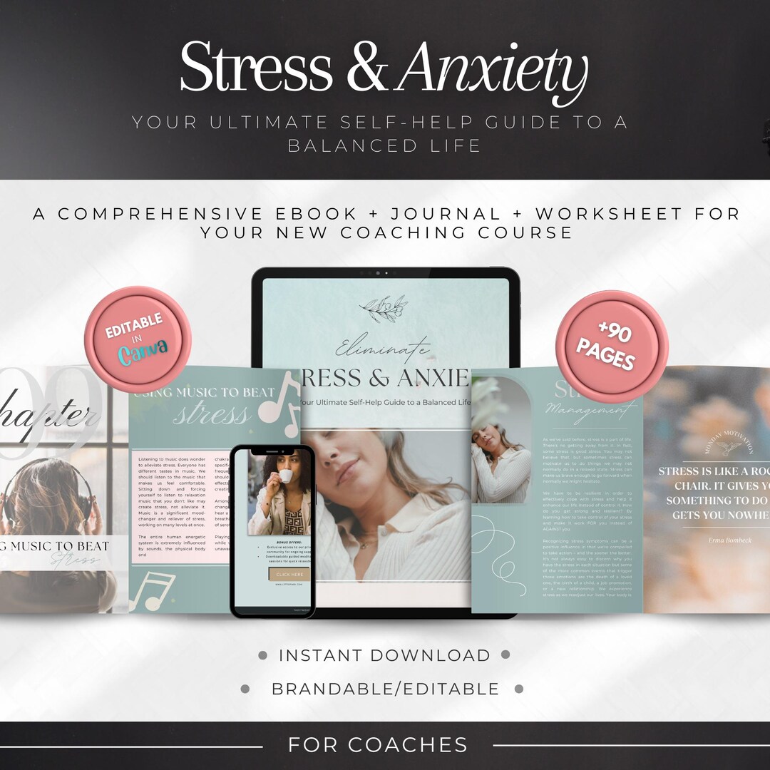Eliminate Stress and Anxiety Done for You Ecourse | Editable Ebook ...