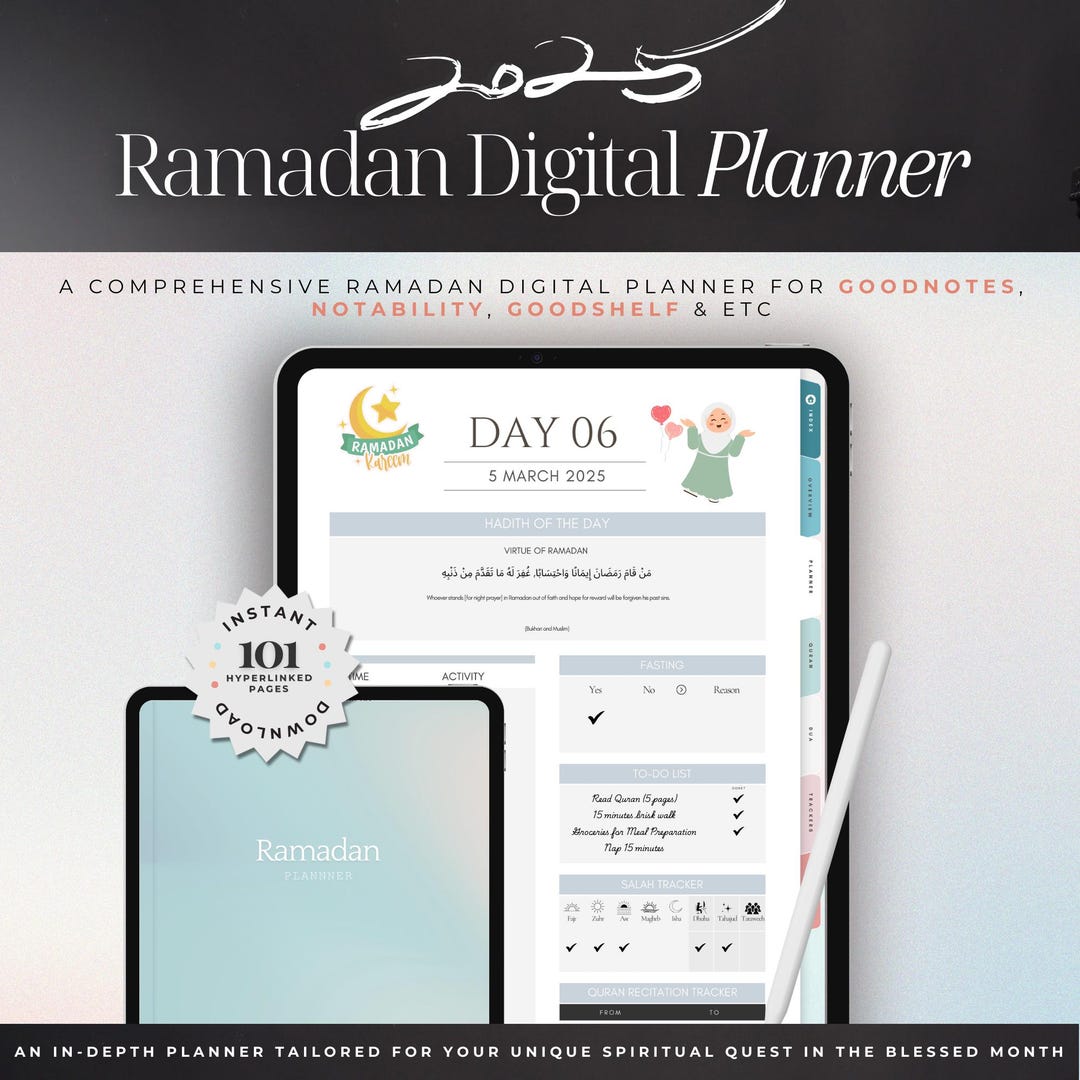 2025 Ramadan Digital Planner | Daily Journal and Quran Tracker ...