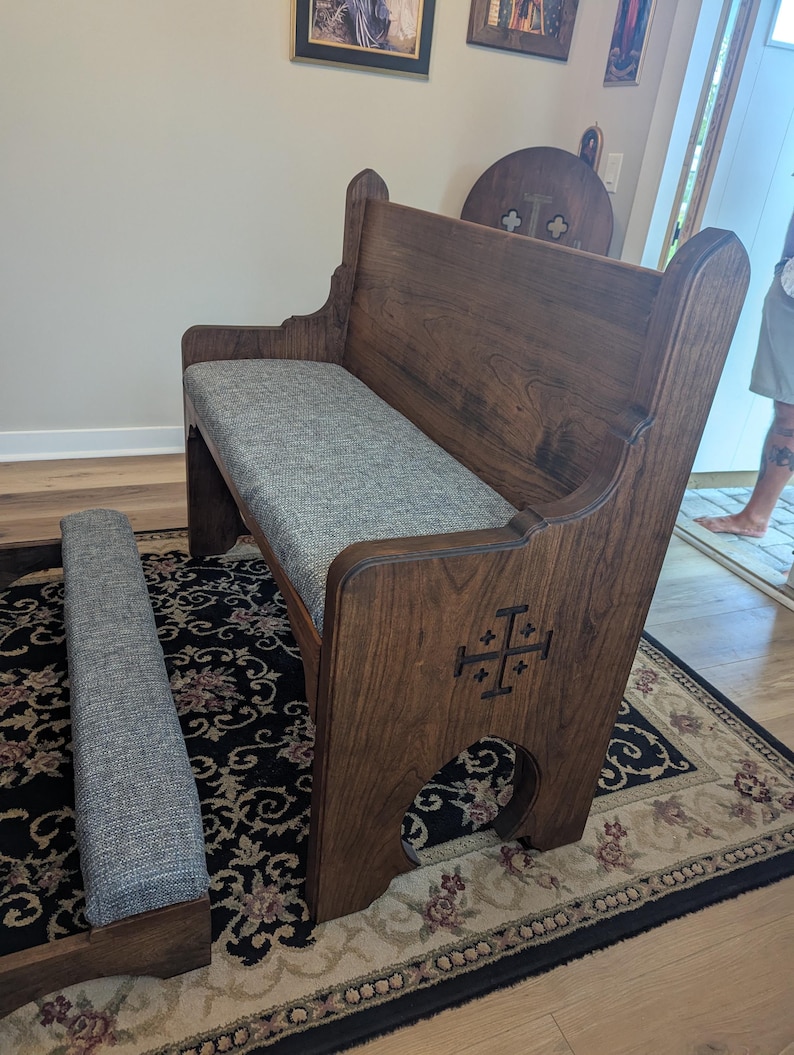 Custom Pew With Jerusalem Cross, Handcrafted - Etsy